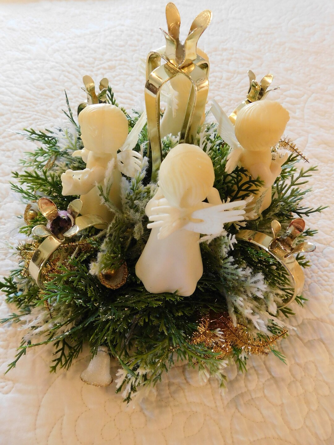 Vintage 1970's Plastic & Metal Advent Wreath Centerpiece With Plastic ...