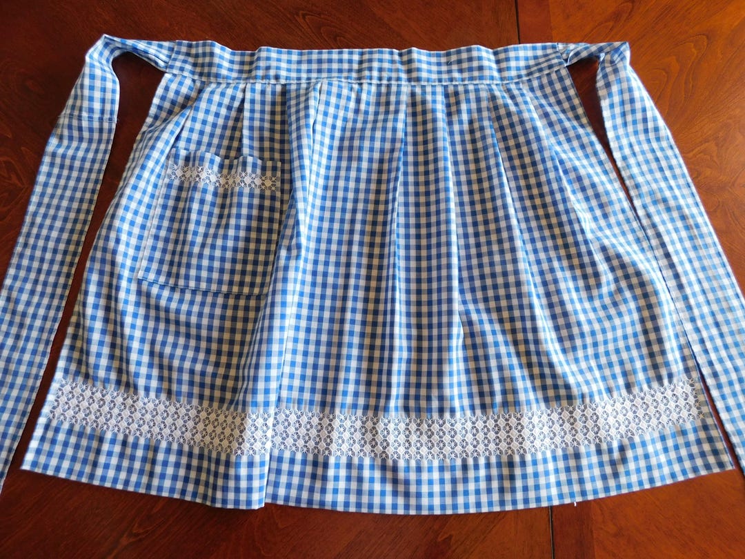 Vintage 1960's Blue White Gingham Checked Apron Vintage Aprons - Etsy