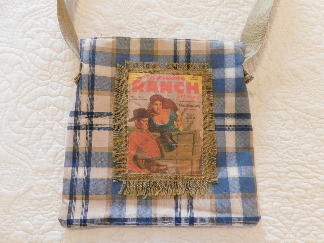 Vintage Style Western Fabric Purse: Blue Plaid Ranch Romance Handbag - Etsy