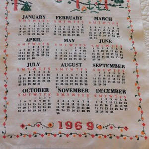 Vintage 1960's Retro Linen Tea Towel Calendar - Etsy