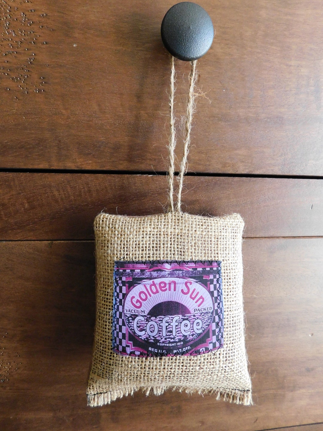Handmade Coffee Scented Burlap Sachet: Rustic Kitchen Decor - Etsy