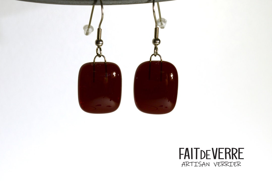 Fusing Earrings, Oven-fused Glass, Garnet Color - Etsy