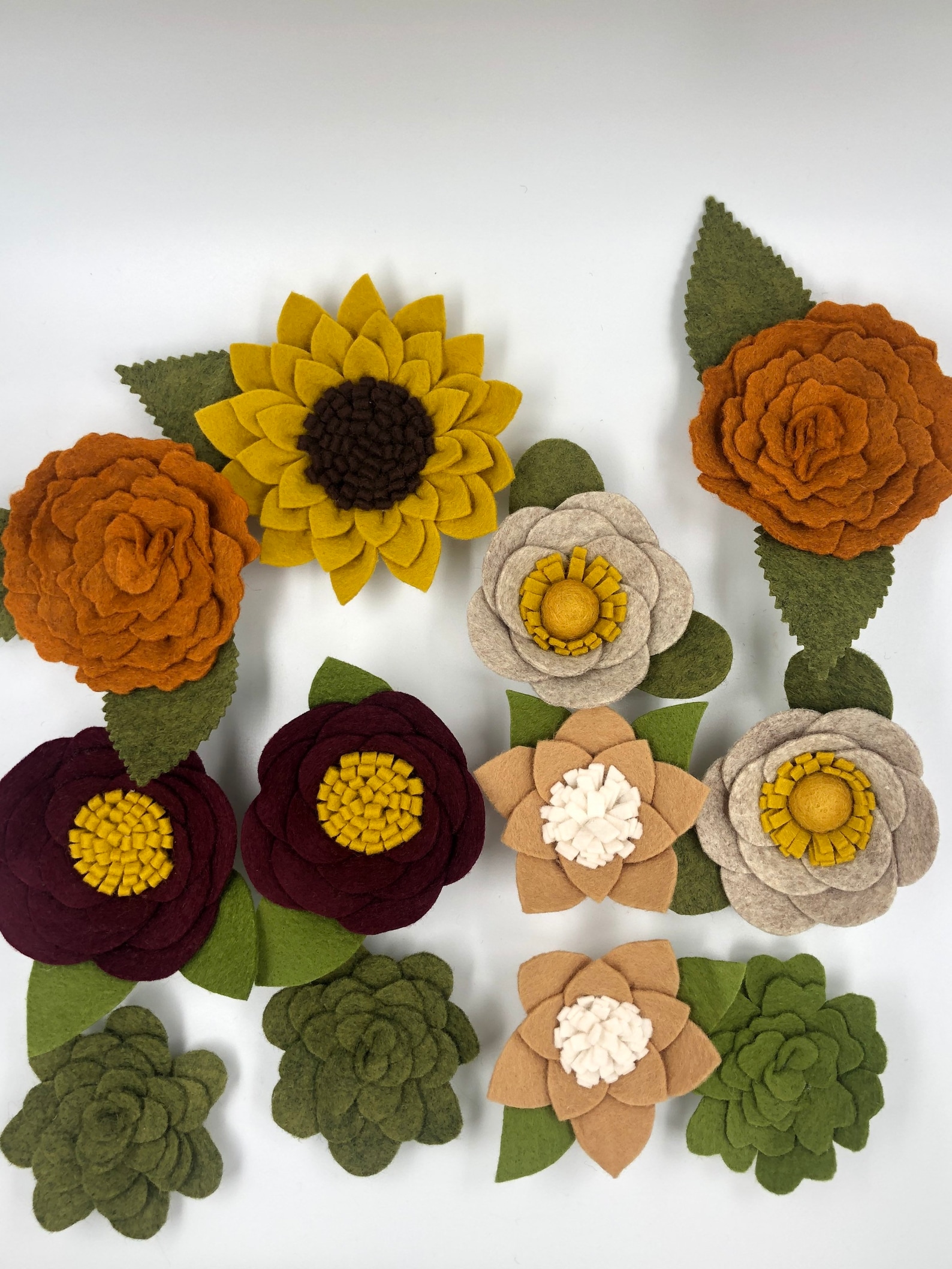 Fall Felt Flowers, Felt Flowers, Fall Decor, Fall Felt Wreath, Fall ...