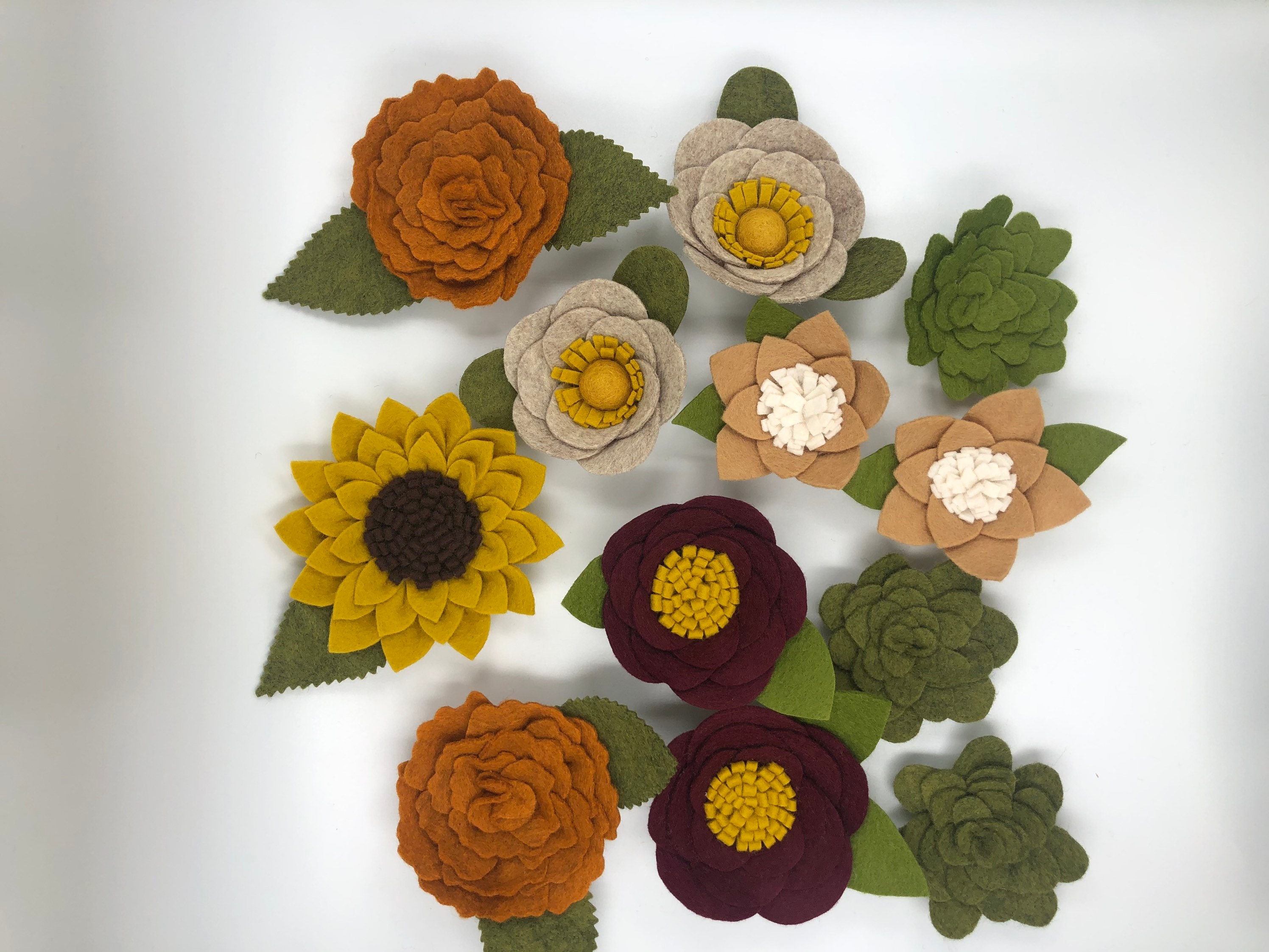 Fall Felt Flowers, Felt Flowers, Fall Decor, Fall Felt Wreath, Fall ...