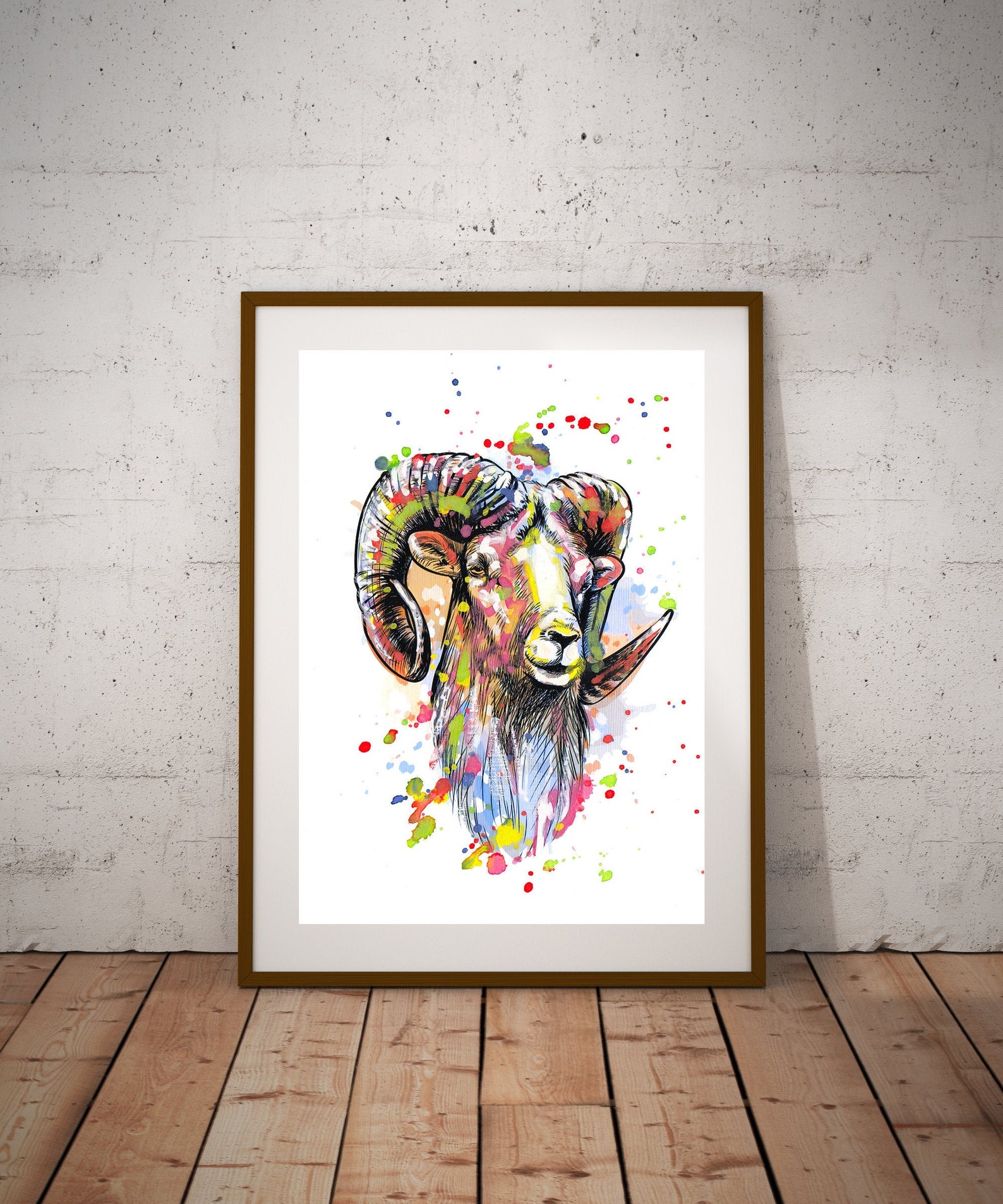 Ram Print, Ram Poster, Aries Print,animal Print, Drawing, Watercolor ...