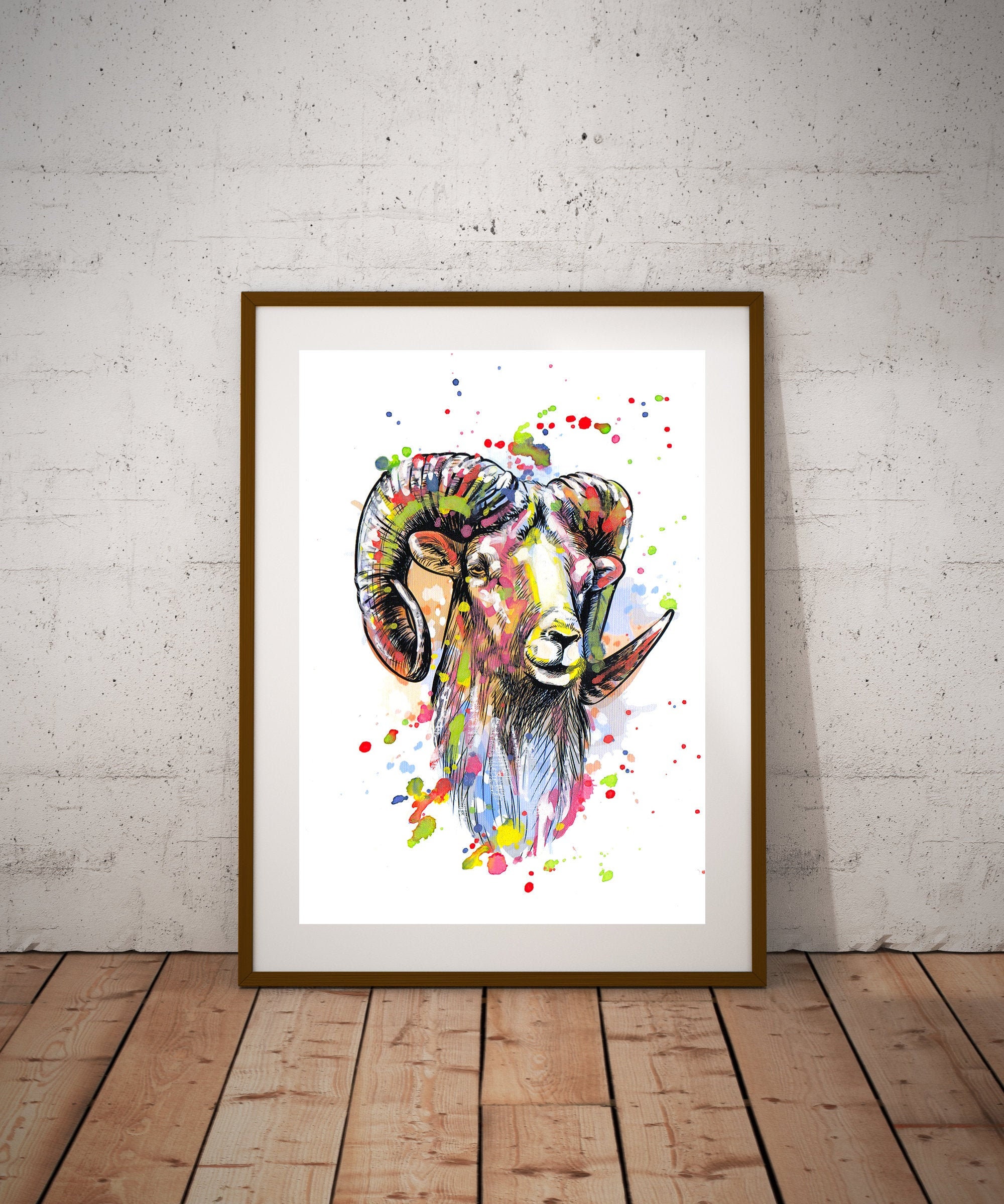 Ram print Ram poster Aries printAnimal print drawing | Etsy