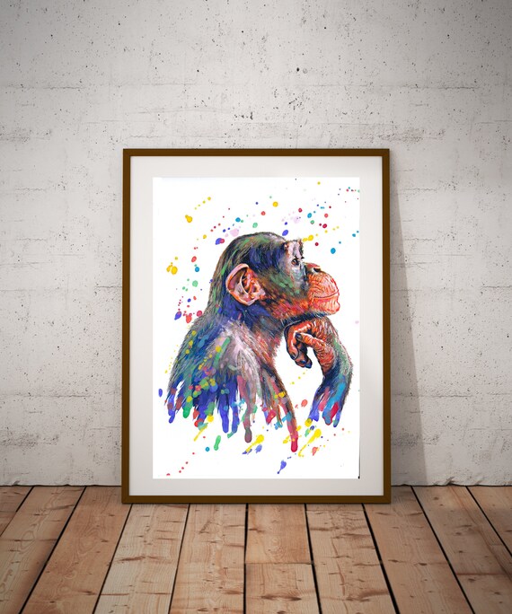 Monkey Print Monkey Poster Nursery Print Handmade Drawing | Etsy