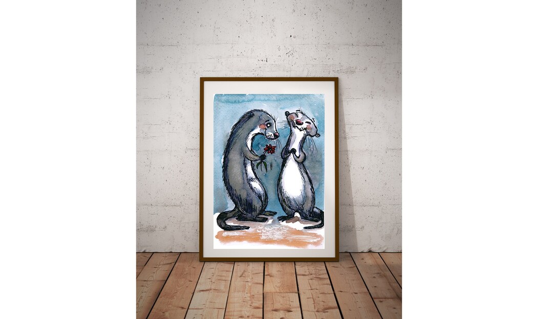 Mink Print, Mink Poster, Animal Print, Handmade, Nursery, Drawing ...
