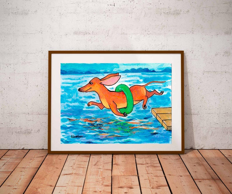 Dog Print, Dog Poster,nursery Print, Art Print, Drawing, Watercolor ...