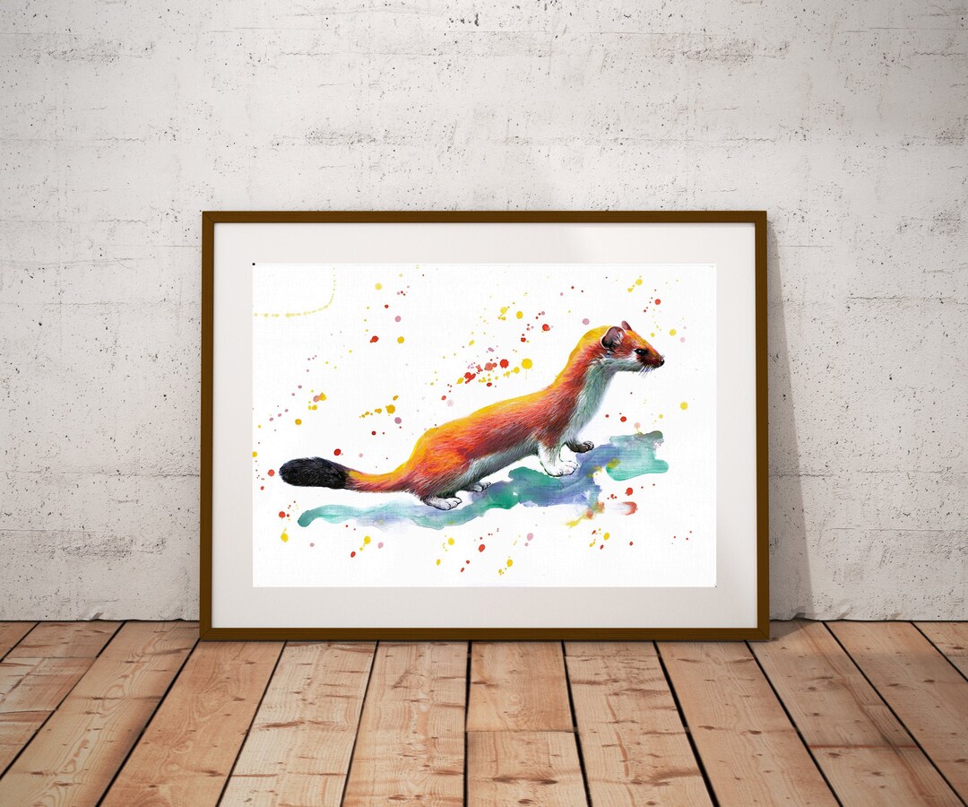 Weasel Print, Weasel Poster, Animal Print, Handmade, Nursery, Drawing ...
