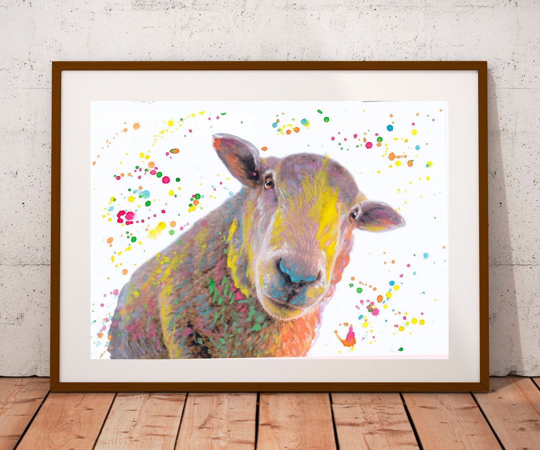 Sheep Print, Sheep Poster,animal Print, Handmade, Nursery, Drawing ...