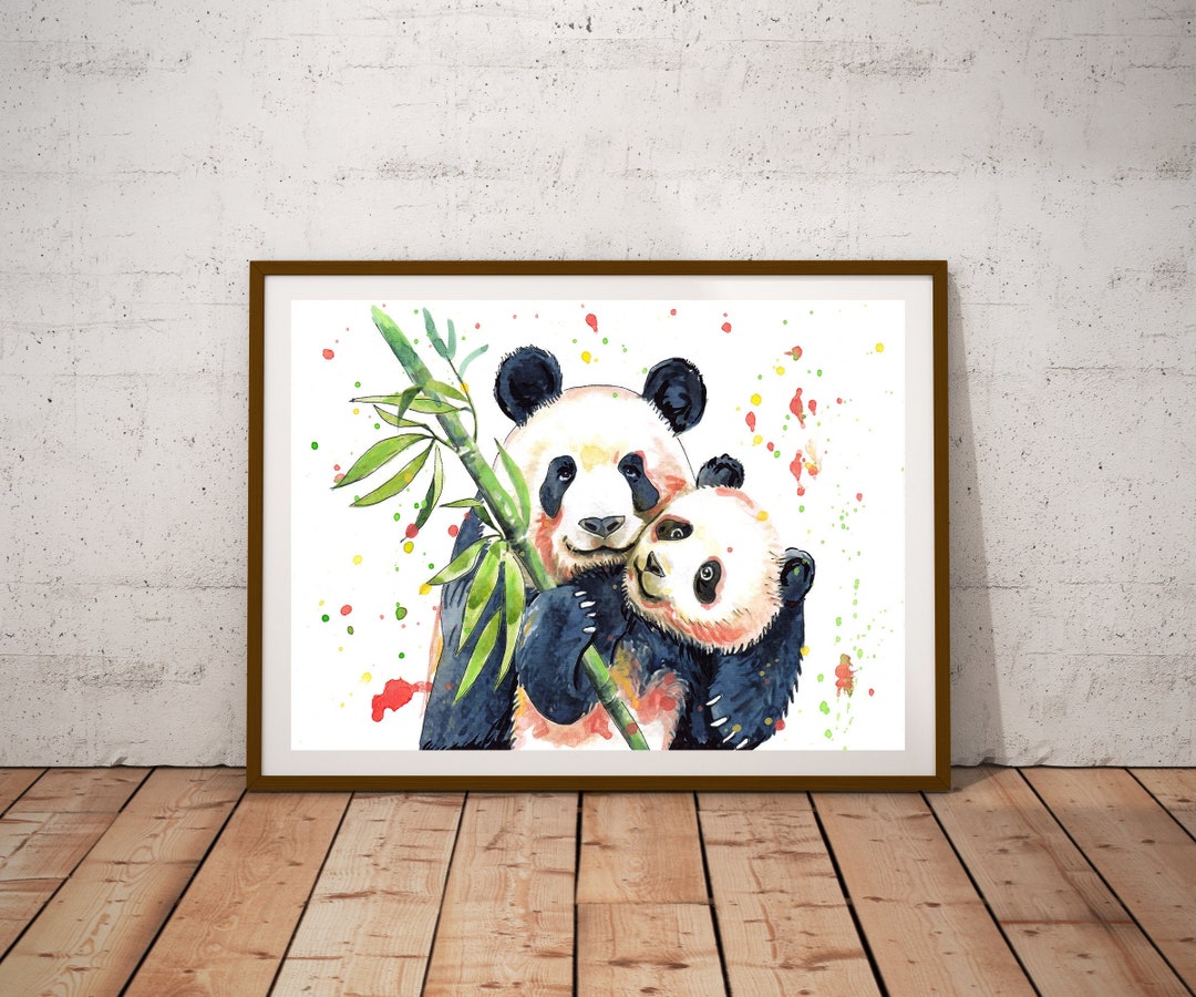 Panda Print, Panda Poster, Animal Print, Handmade, Art Print, Panda ...