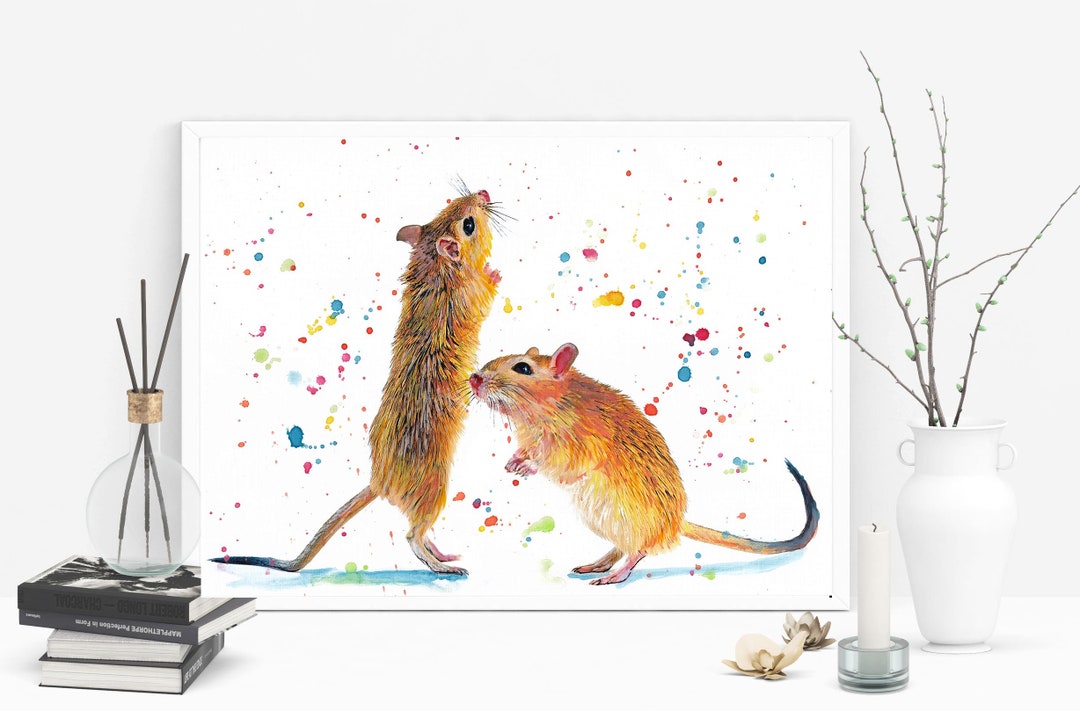Gerbils Print, Gerbils Poster, Couple Gerbils, Pet, Animal Print ...