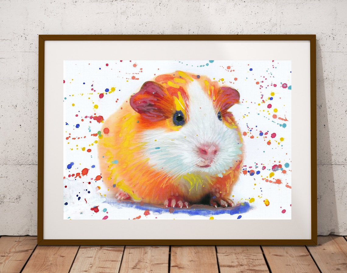 Guinea Pig Print, Guinea Pig Poster, Pet Print, Animal Print, Handmade ...