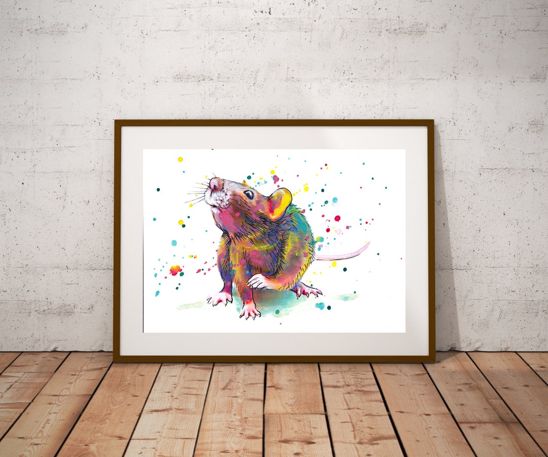 Mouse Print, Mouse Poster, Mouse and Moon, Animal Print, Romantic ...