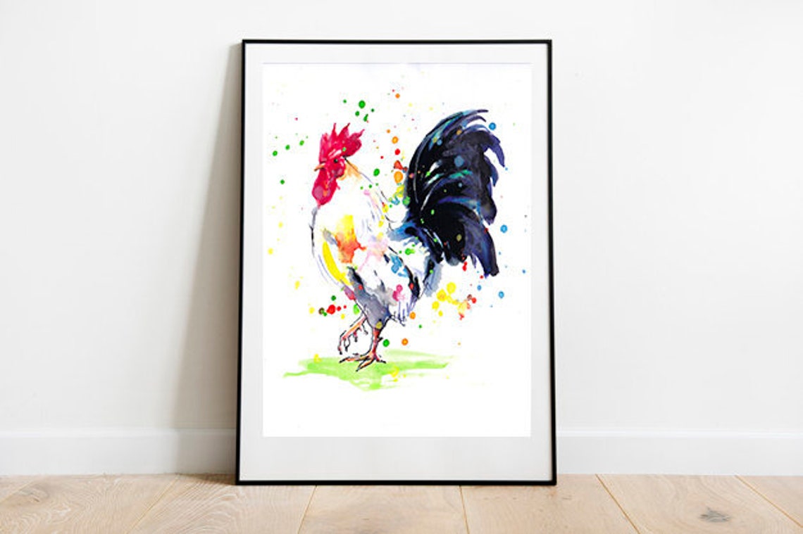 Rooster Print Rooster Poster Animal Print Handmade Art - Etsy