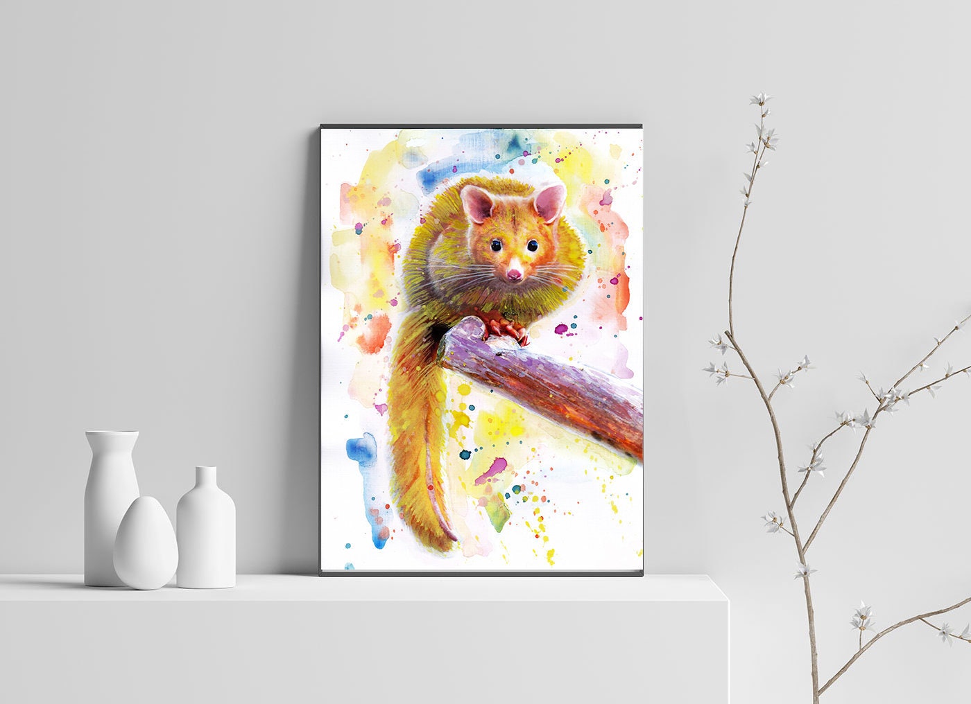 Golden Possum, Print, Golden Possum Poster, Nursery Print, Art Print ...