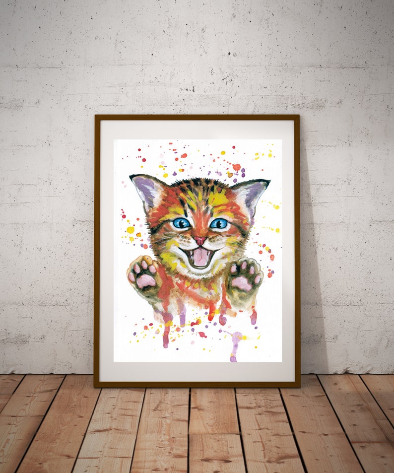 Cat Print, Cat Poster,nursery Print, Art Print, Drawing, Watercolor ...