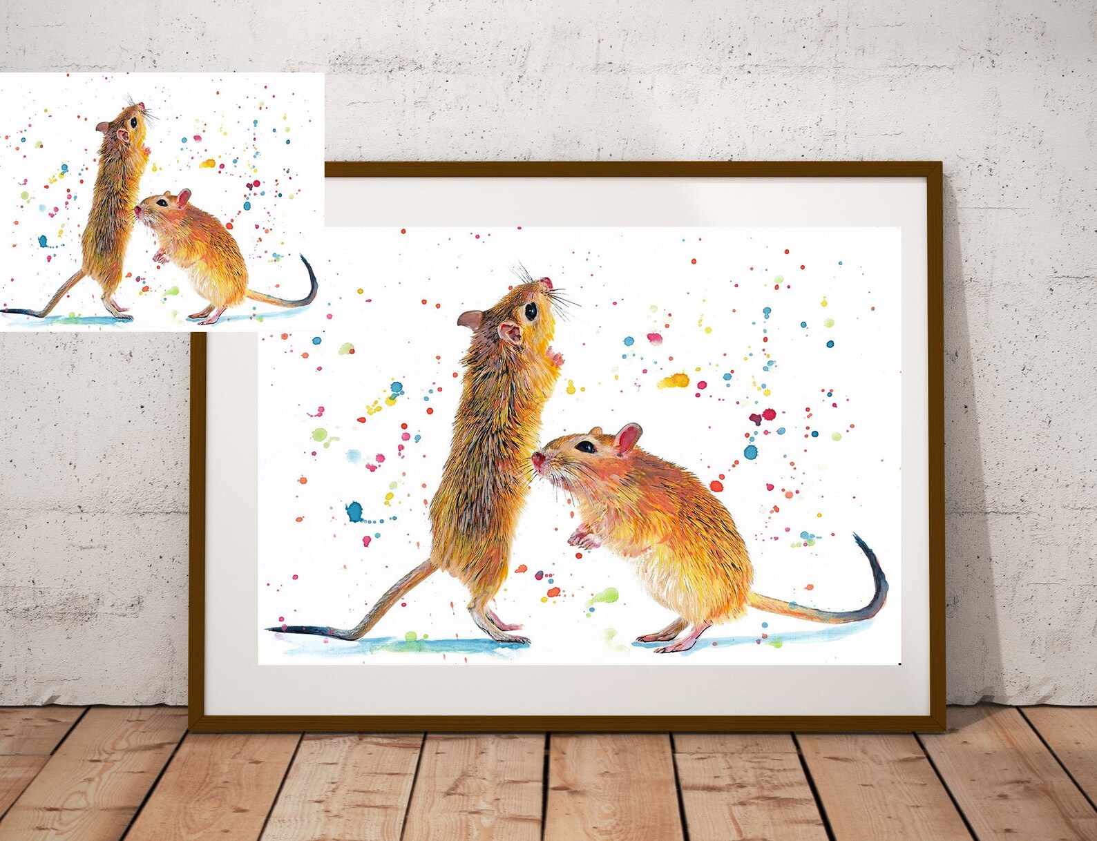 Gerbil Portrait, Couple Gerbils, Custom Pet Portrait, From Photo ...