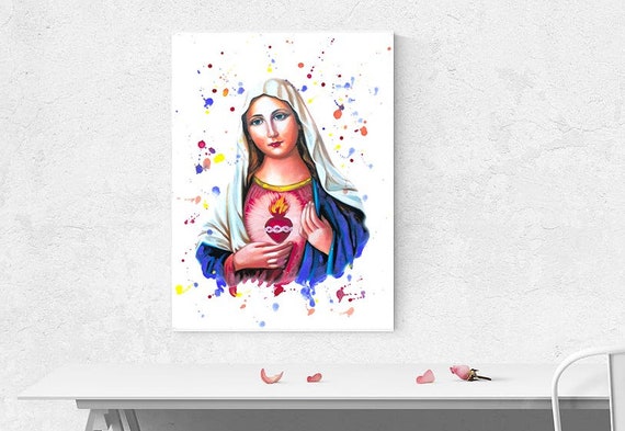 Holy mother Print handmade Virgin Mary Icon Painted icon | Etsy