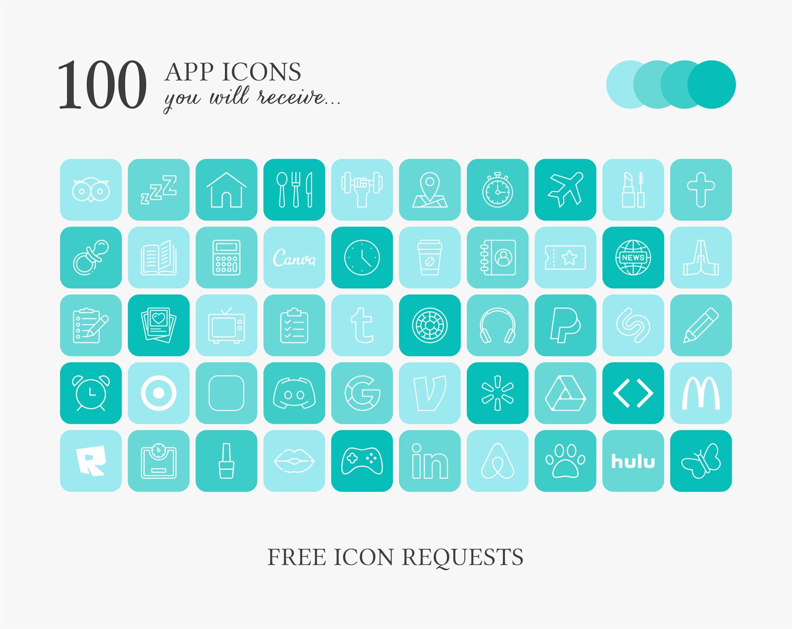 100 Turquoise Blue Icon Theme Pack Iphone Ios 14 App Icons | Etsy