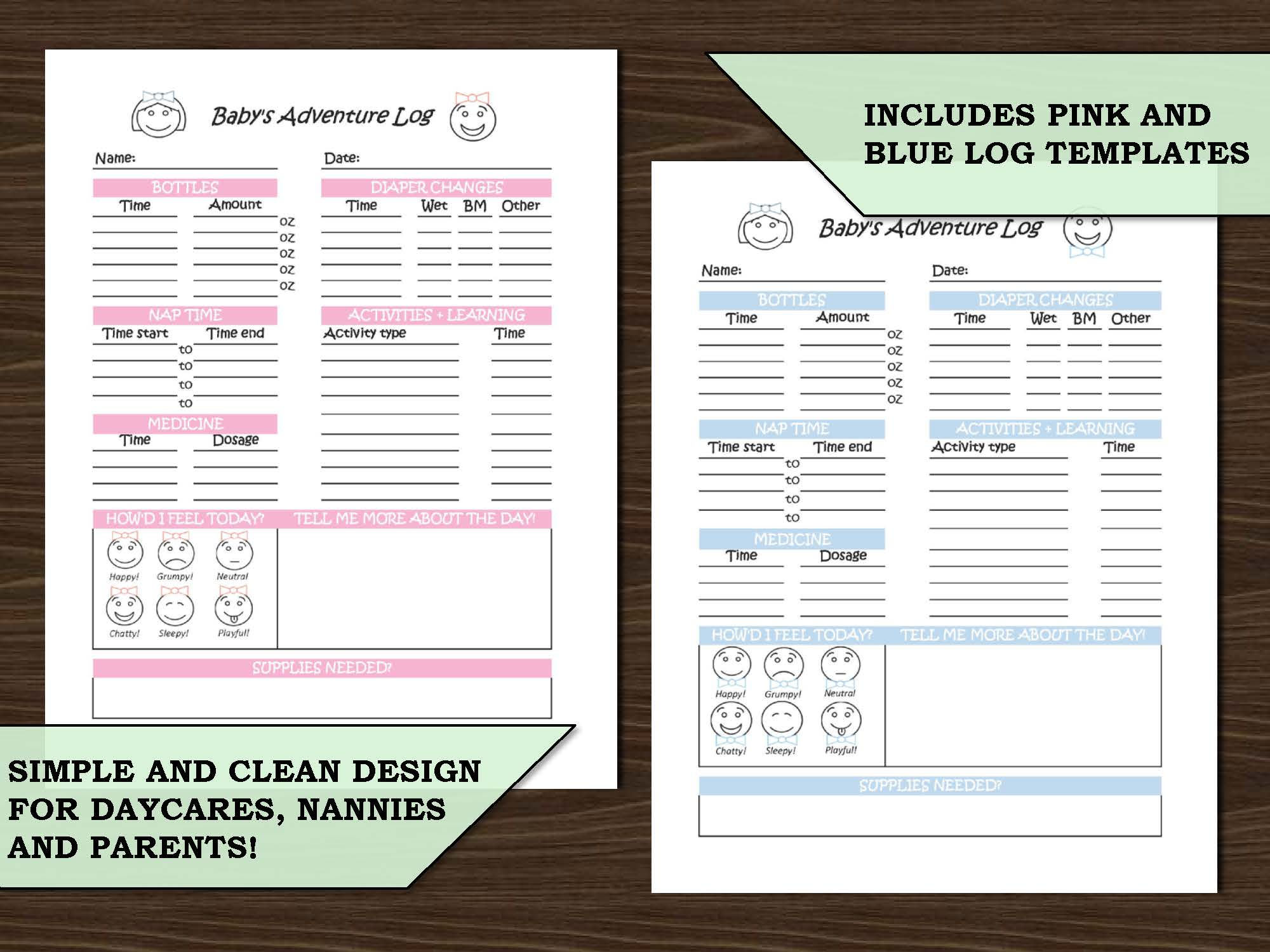 Printable Daily Nanny Log, Daily Baby Log, 6 Months Old, Instant ...