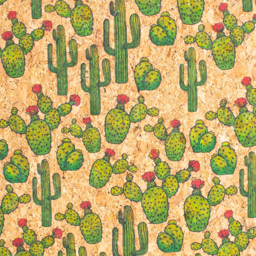 Desert Cactus Desert Patterns Cork Fabric-cof-254 - Etsy