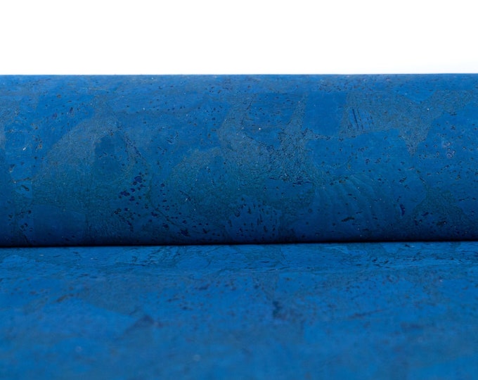 Deep Navy Blue Block Cork Fabric With Black Microfiber Backing, 0.75mm ...