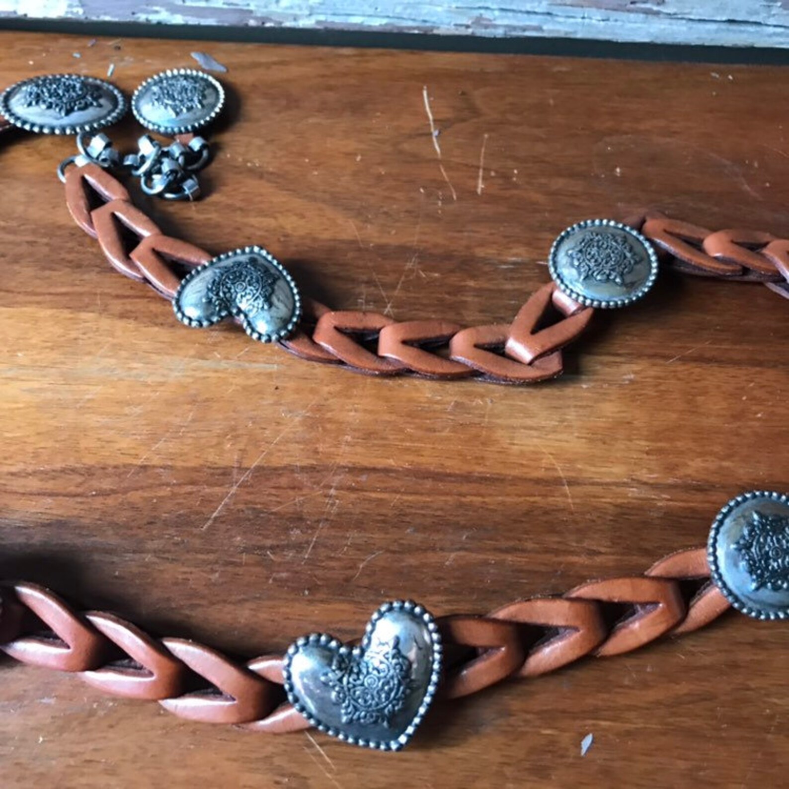 Vintage Lariat Belt, Leather Silver Braided Belt, Brown Ladies Belt ...
