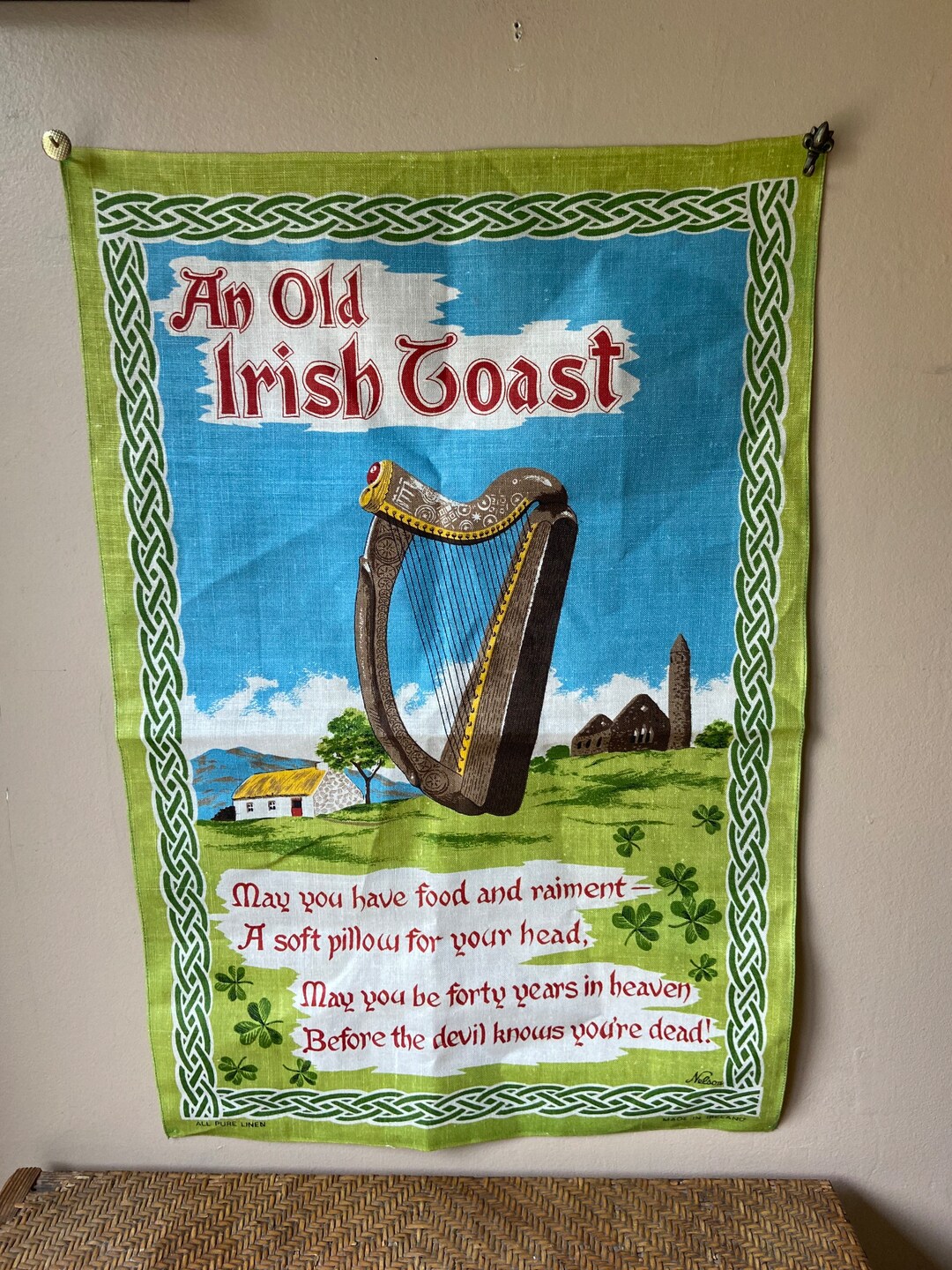 Irish Tapestry, Linen Irish Blessing Wall Hanging, Tea Towel, Irish ...