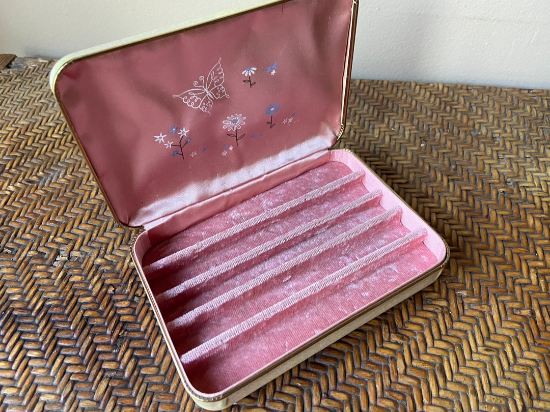 Mid Century Jewelry Box, Butterfly Floral Keepsake Box, 1950's Ring ...