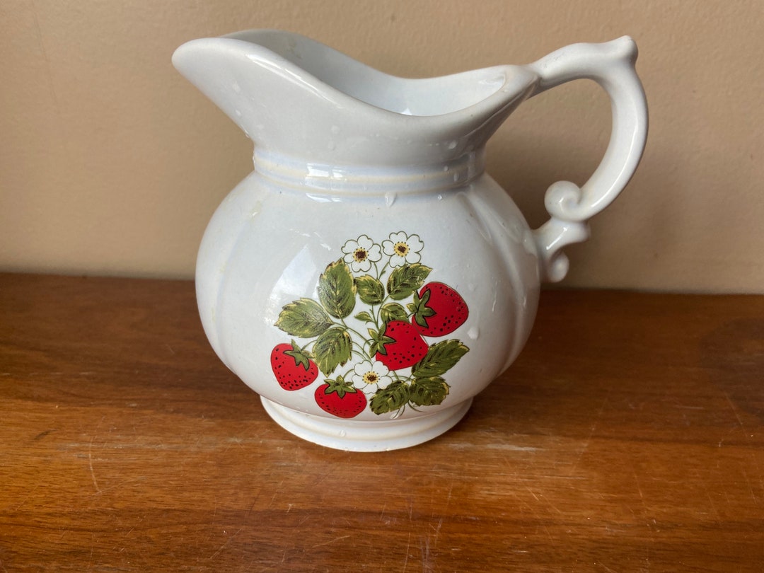 Mccoy Strawberry Pitcher, Vintage 1970's Vase, Water Pitcher ...