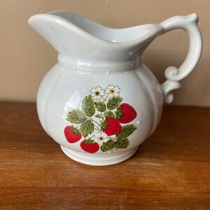 Mccoy Strawberry Pitcher, Vintage 1970's Vase, Water Pitcher ...