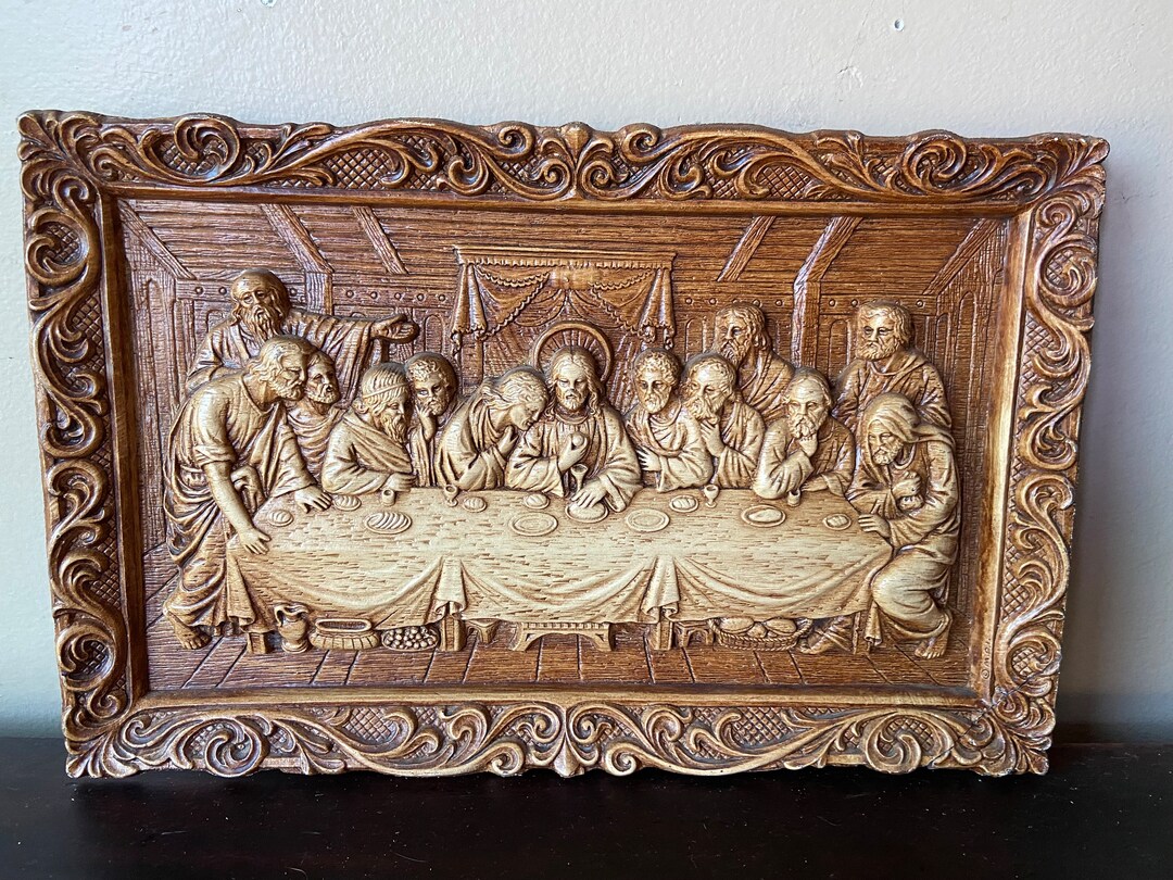 Resin Last Supper, Vintage Religious Carved Wall Hanging, Christian ...