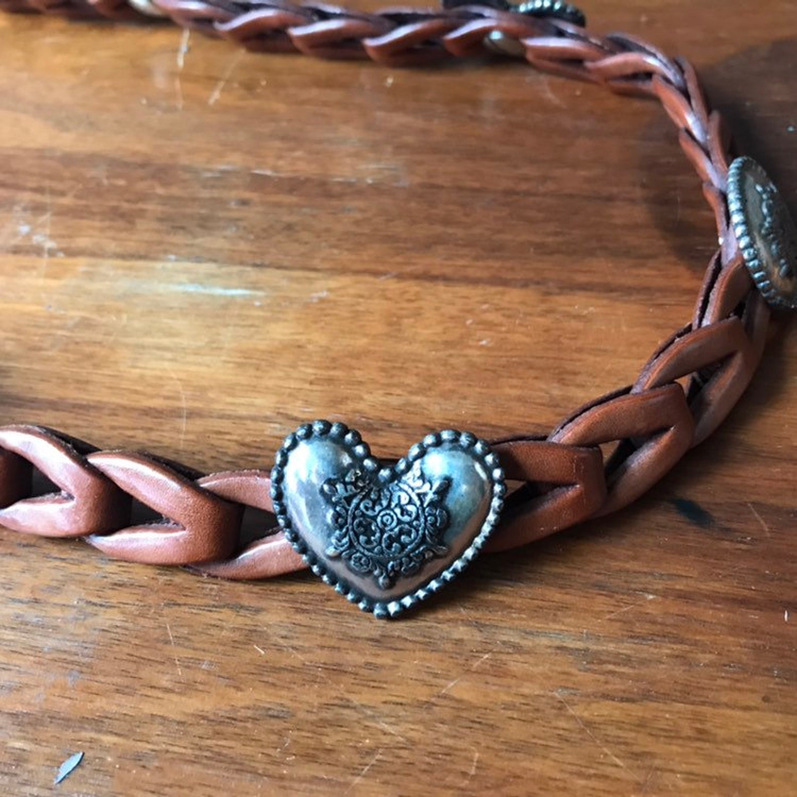 Vintage Lariat Belt, Leather Silver Braided Belt, Brown Ladies Belt ...