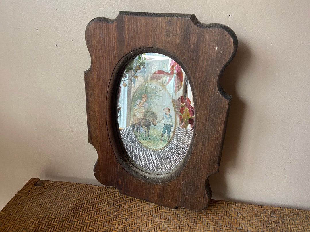 Rustic Mirror, Wood Framed Mirror, Oval Mirror, Rustic Farmhouse ...