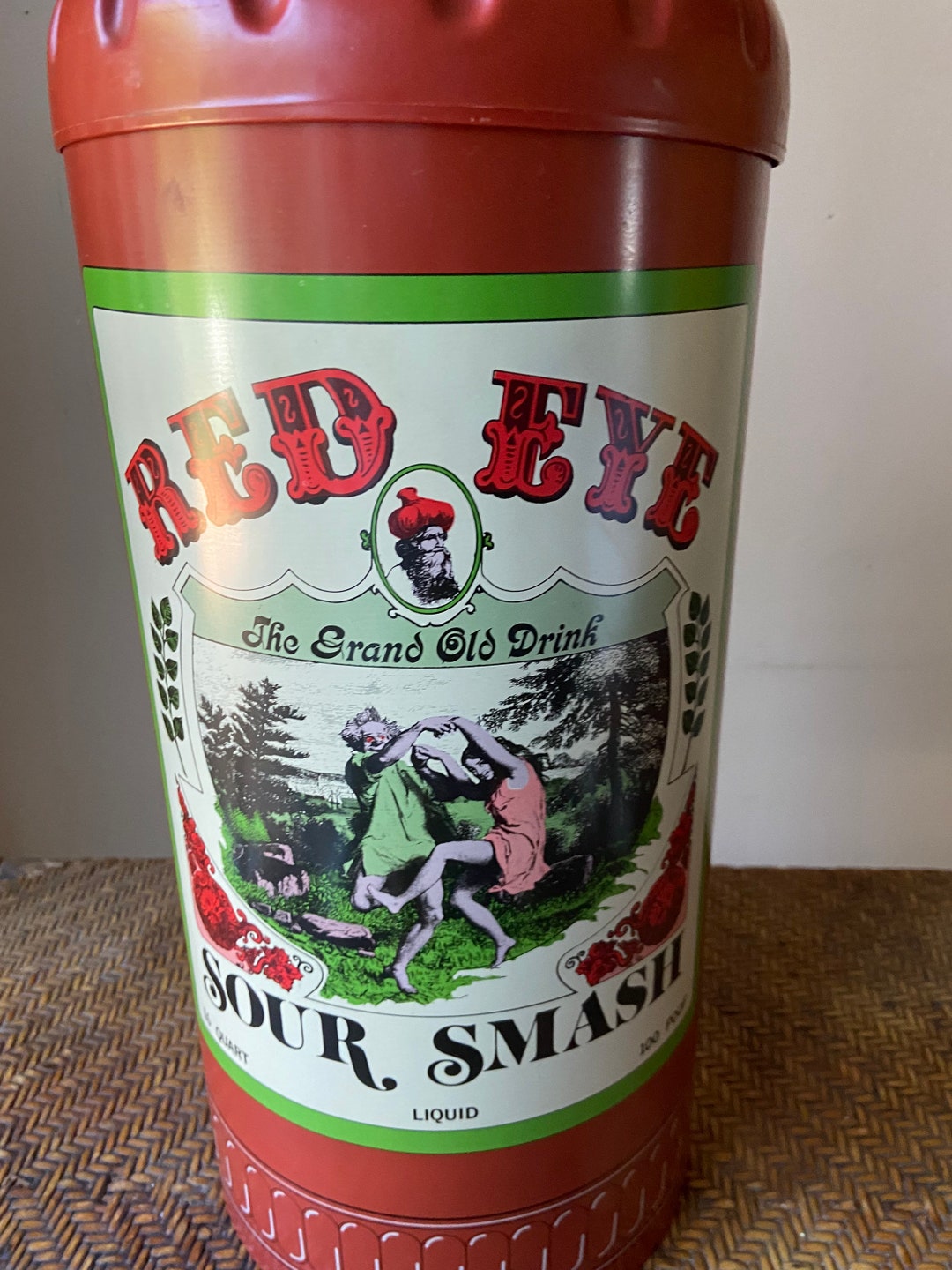 XL Large Faux Liquor Bottle, Metal Trash Can, Red Eye Sour Smash, Bar ...