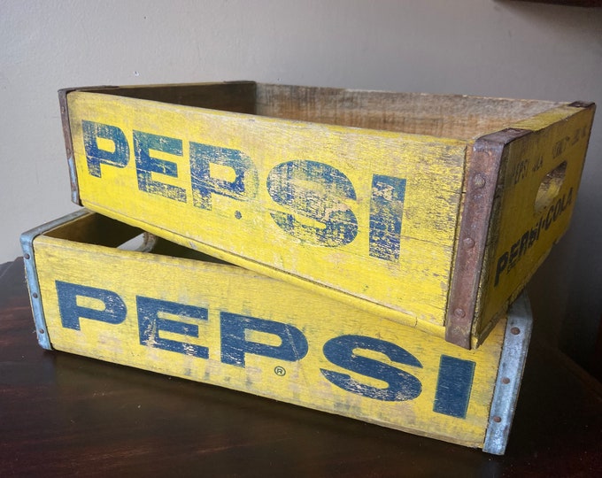 Vintage Pepsi Crates, Rustic Wooden Crate, Storage Crate, Soft Drink ...