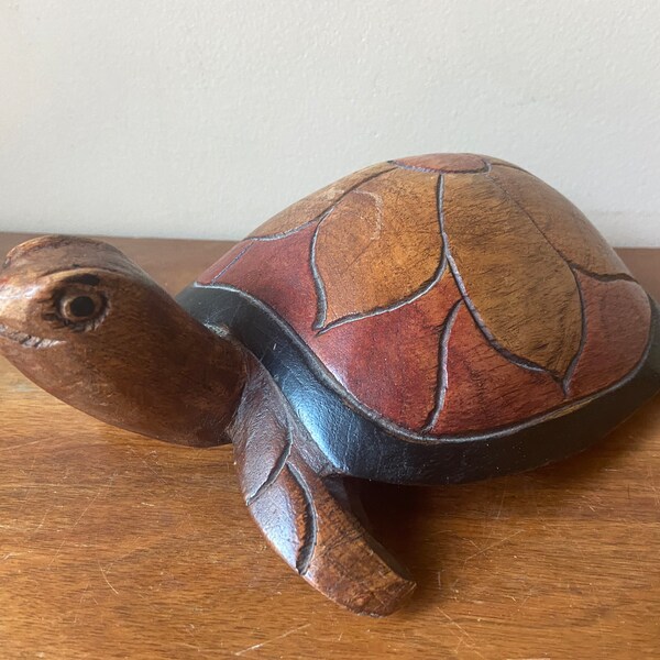 Carved Wood Turtle - Etsy