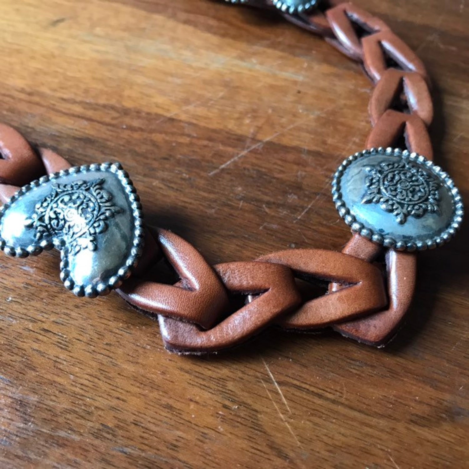 Vintage Lariat Belt Leather Silver Braided Belt Brown Ladies - Etsy
