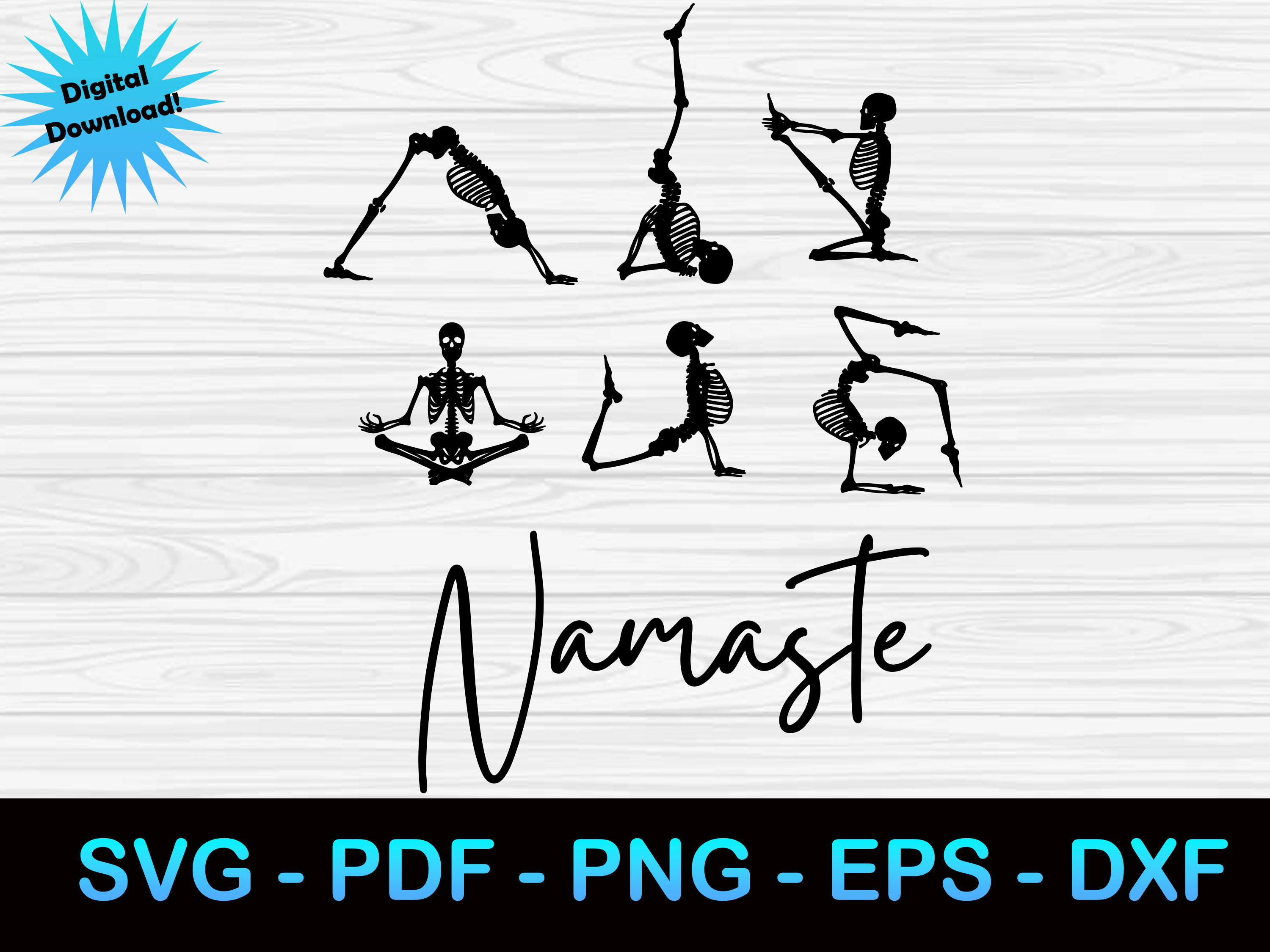 Namaste Yoga Skeletons SVG | Yoga Pose Skeletons (svg, Pdf, Png, Eps ...
