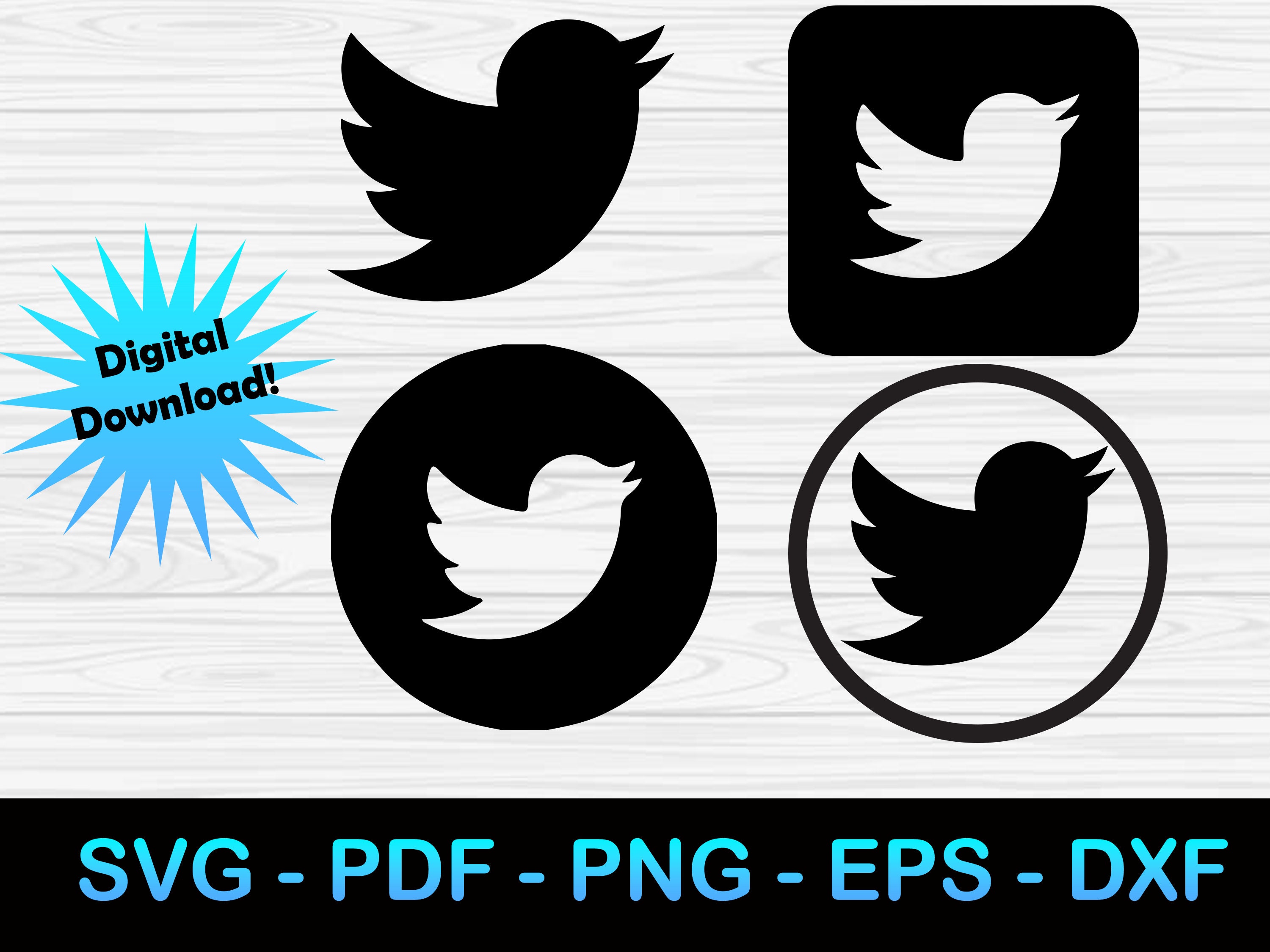 Twitter Logo Bundle SVG (svg, pdf, png, eps, dxf) Digitaler Download ...