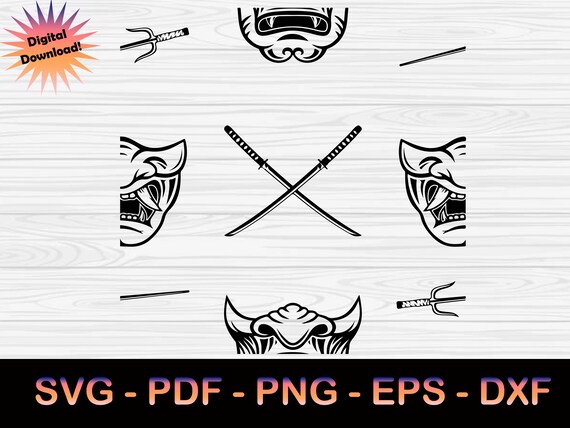 Oni Mask Katana Pattern SVG Oni Mask Seamless Pattern svg - Etsy