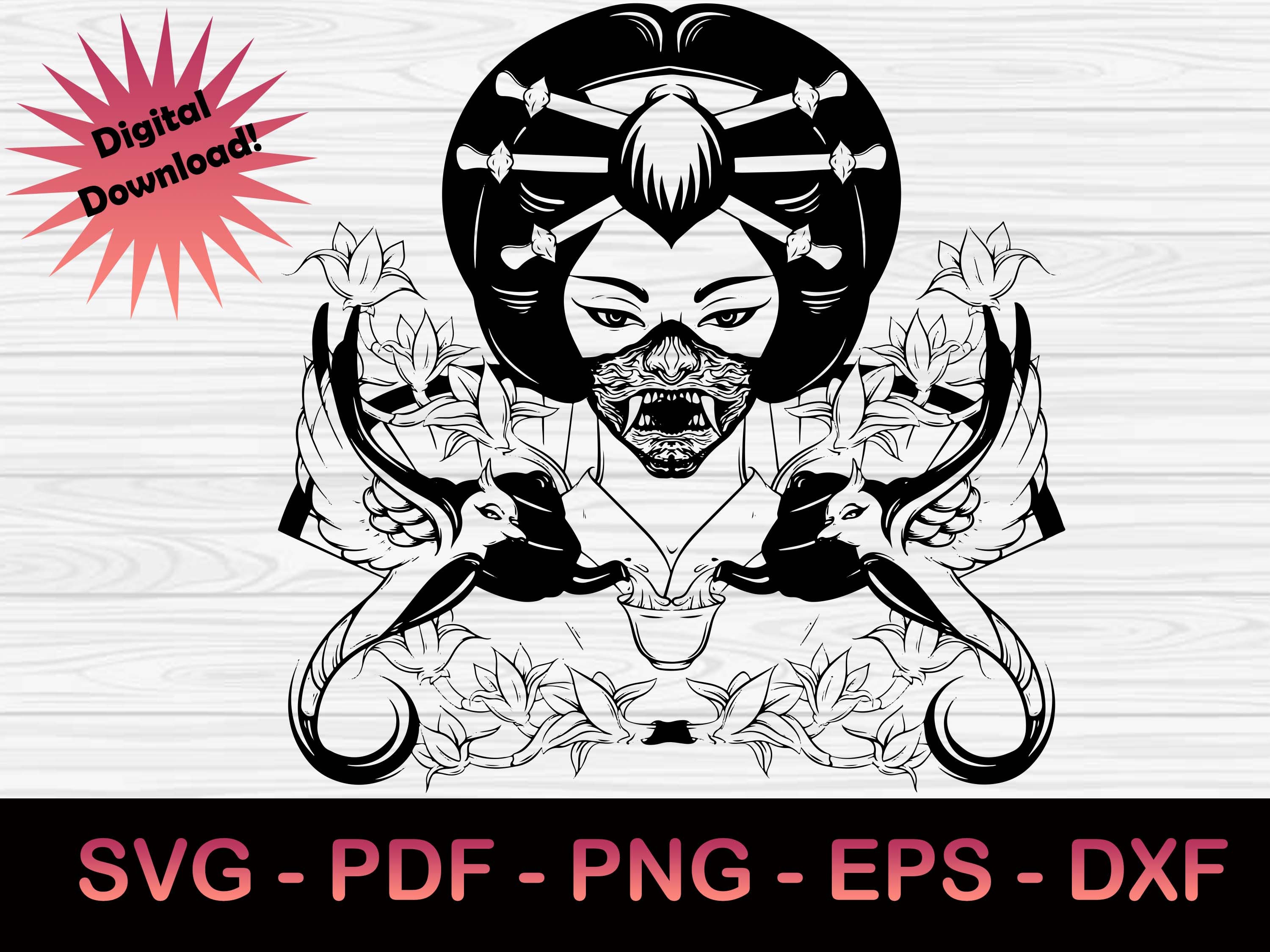 Geisha Demon SVG | Oni SVG | Japan SVG | (svg, Pdf, Png, Eps, Dxf ...
