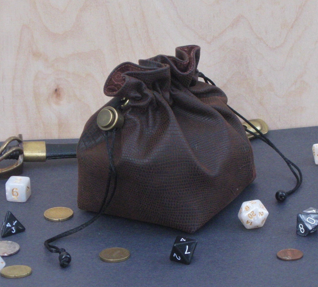 Dice Game Bag, Leather Large Dice Bag of Holding, Drawstring Pouch Bag ...