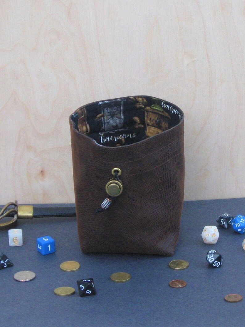 Latte D&D Dice Bag, Vegan Leather Drawstring Pouch - Etsy