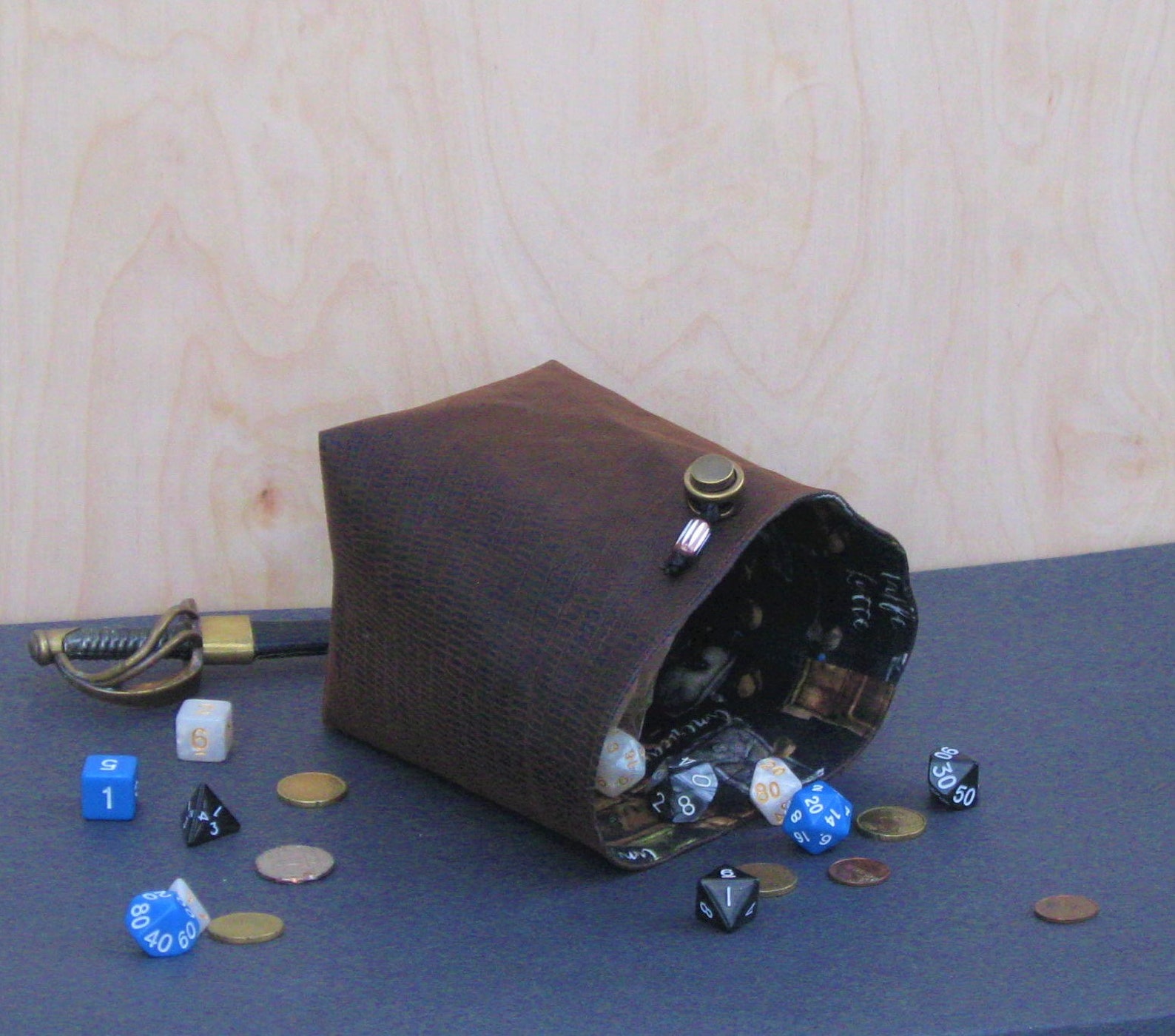 Latte D&D Dice Bag, Vegan Leather Drawstring Pouch - Etsy