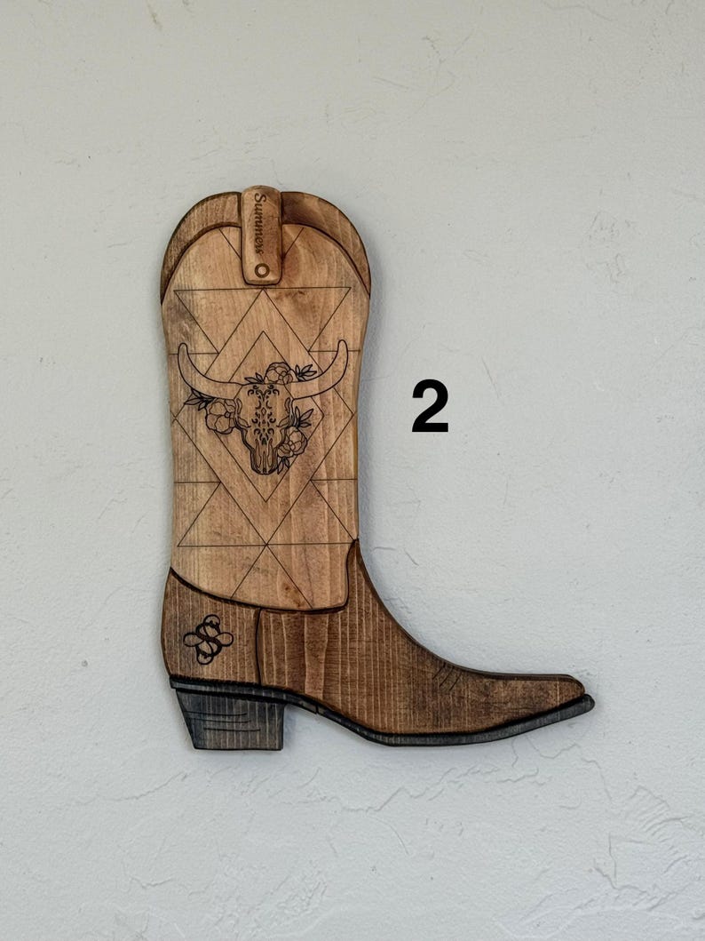 Wood Cowgirl Boot, Western Decor, Personalized Boot Art - Etsy