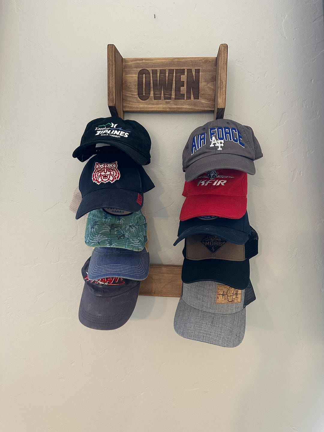 Custom Wood Cap Rack, Personalized Wood Hat Rack, Hat Organizer, Hat ...