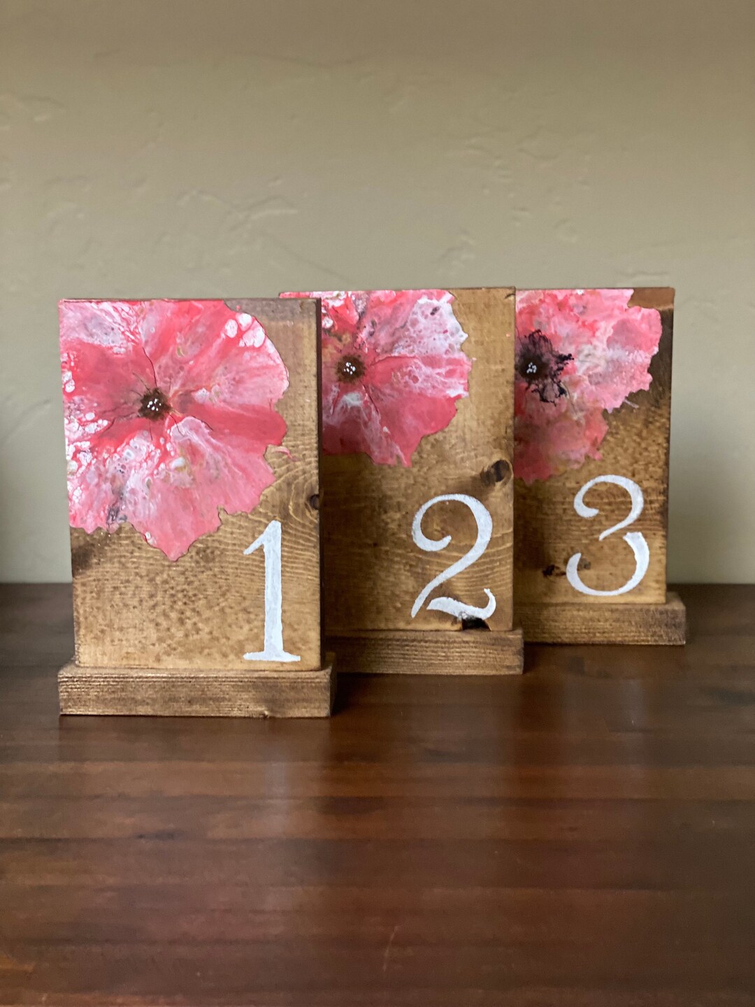 Acrylic Blown Wood Table Numbers, Wood Flower Table Numbers, Wedding ...